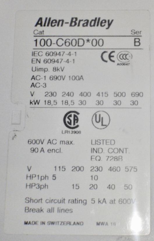 Allen Bradley 100-C60D*00 B | Garden City Plastics