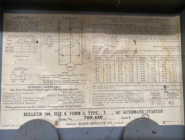 Allen-Bradley 709-AAD Bulletin Enclosed AC Automatic Starter | Garden ...