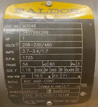 Baldor M3546 1-HP Motor | Garden City Plastics