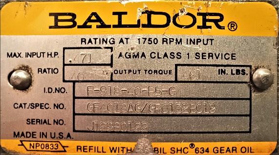 Leeson C4T17FC40A 1/2 HP Motor With Baldor Gear Box | Garden City Plastics