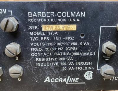Barber-Colman 173A Accraline Temperature Controller | Garden City Plastics
