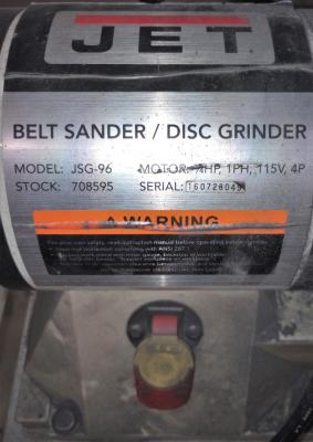 Jet JSG-96 Benchtop Belt Sander Disc Grinder | Garden City Plastics
