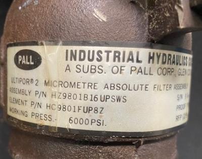 Pall HZ9801B16UPSWS Ultipor 2 Micrometre Absolute Hydraulic Filter ...