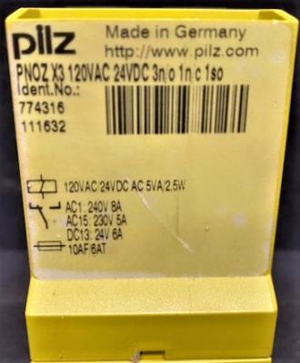 Pilz PNOZ-X3-120VAC-24VDC Safety Relay | Garden City Plastics